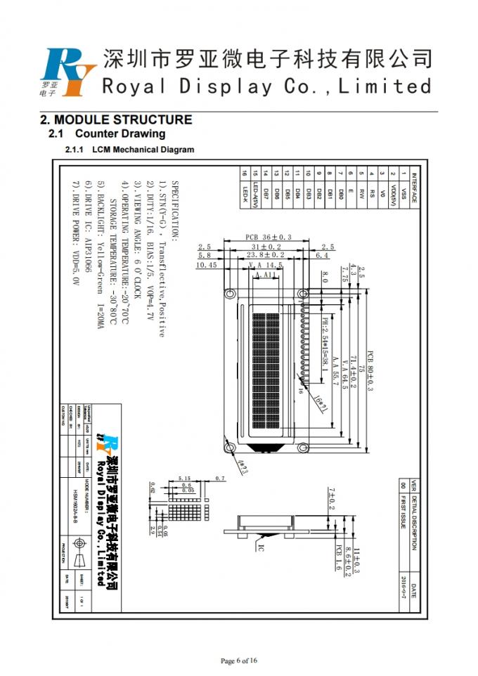 5V Parallel Interface 16X2 LCD Module Character Display RYP1602A-8 5V Parallel Interface 16X2 LCD Module Character Display RYP1602A-8
